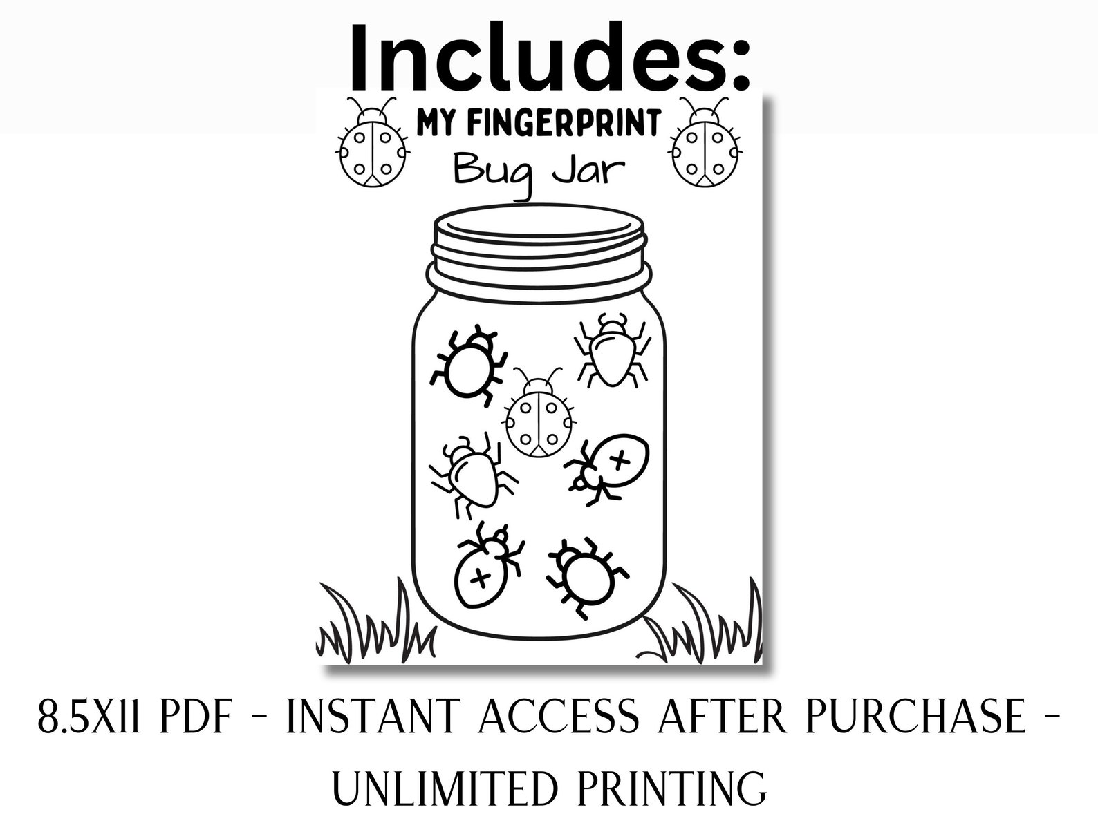 Kids Fingerprint Bug Jar Insect Activity Printable for Preschool ...