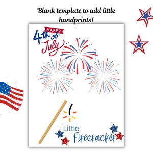 Kids Fourth of July Handprint Craft Printable Activity, Firework Art ...
