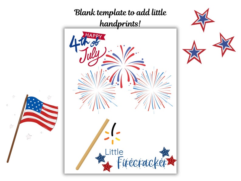 Kids Fourth of July Handprint Craft Printable Activity, Firework Art ...