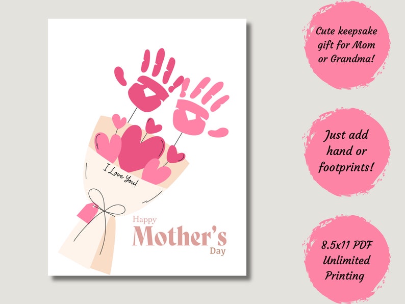 Mother's Day Handprint Kids Craft Bundle Printable Gift for Mom ...