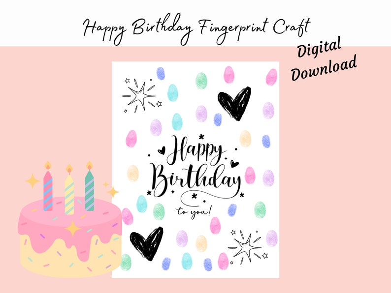 Happy Birthday Group Fingerprint Card | Gift for Student Teacher or ...
