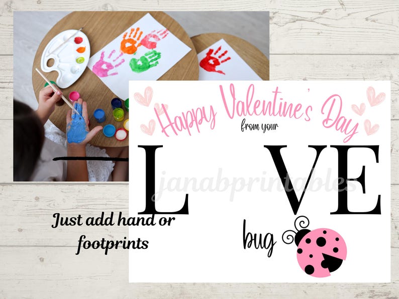 Valentine's Day Handprint Kids Craft Printable, Love Bug Parent Gift ...