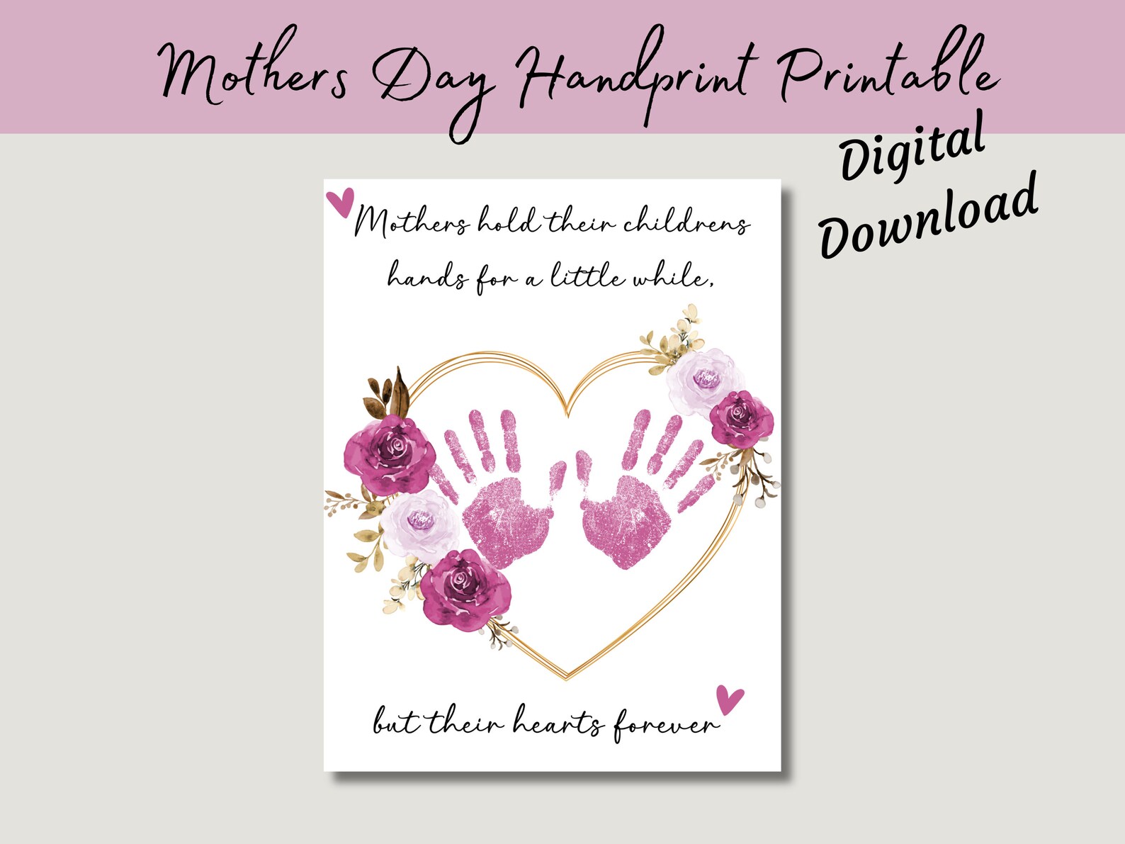 Mothers Day Kids Handprint Craft Printable Gift for Mom From Baby ...