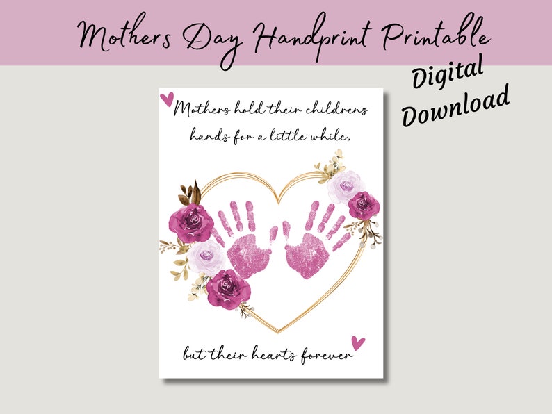 Mothers Day Kids Handprint Craft Printable Gift for Mom From Baby ...