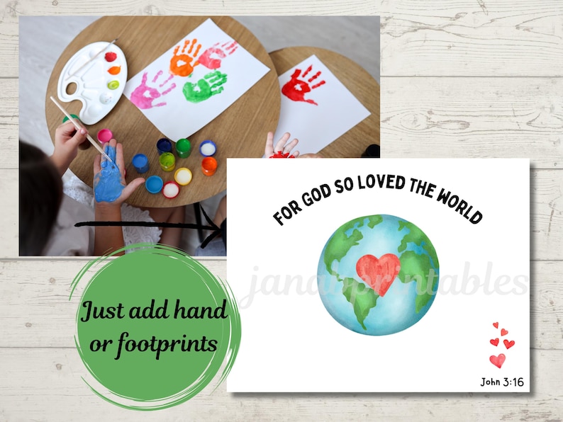God so Loved the World Handprint Craft: Sunday School Art (digital ...