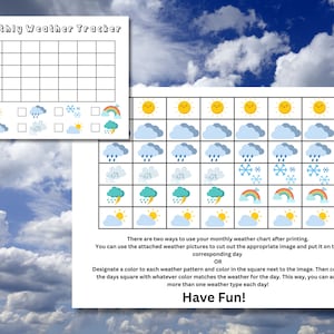 Classroom Weather Tracker Monthly Printable Weather Calendar Tracker ...