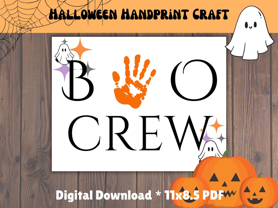 Kids Halloween Boo Crew Ghost Handprint Craft Printable, Daycare ...