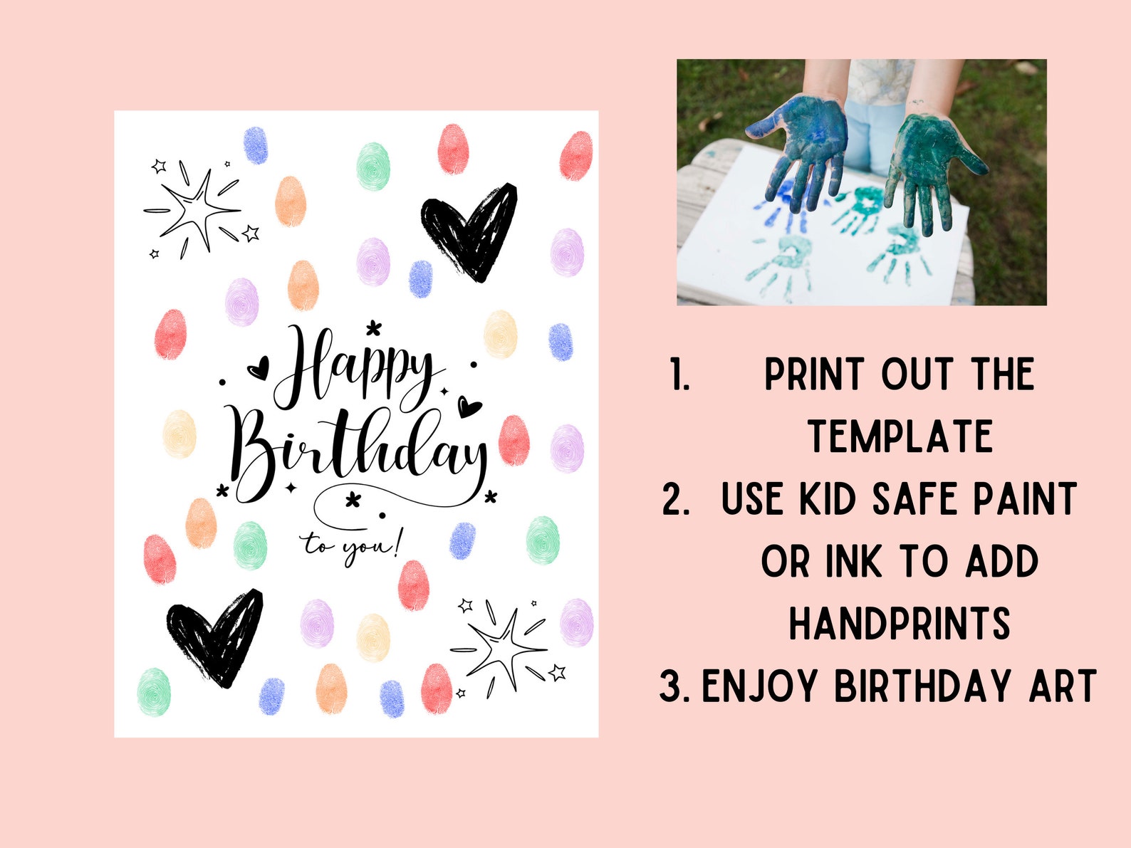 Happy Birthday Group Fingerprint Card | Gift for Student Teacher or ...