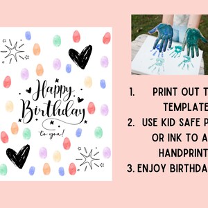 Happy Birthday Group Fingerprint Card | Gift for Student Teacher or ...
