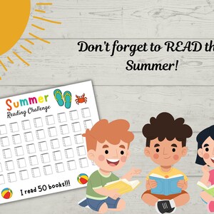 Summer Reading Challenge Printable for Kids and Adults, Summer Book ...