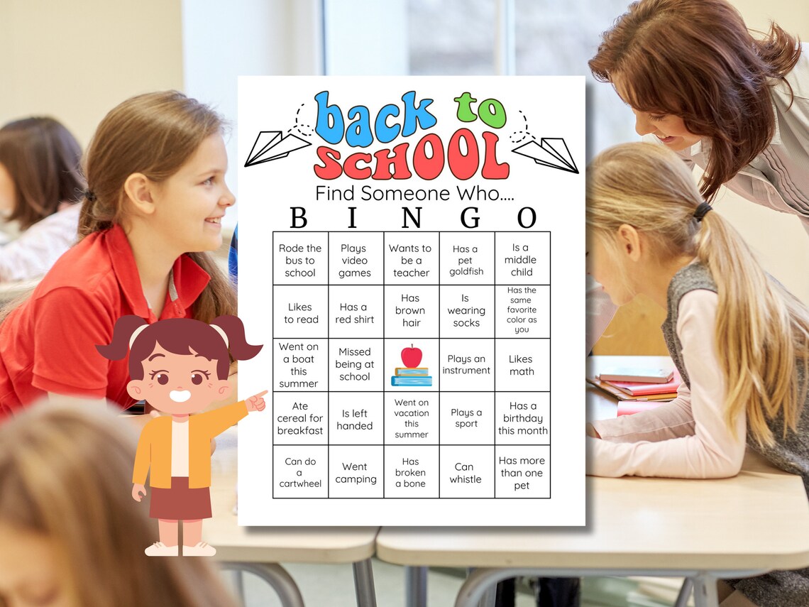 Back to School Bingo Game Printable for Kids | Get to Know You Ice ...