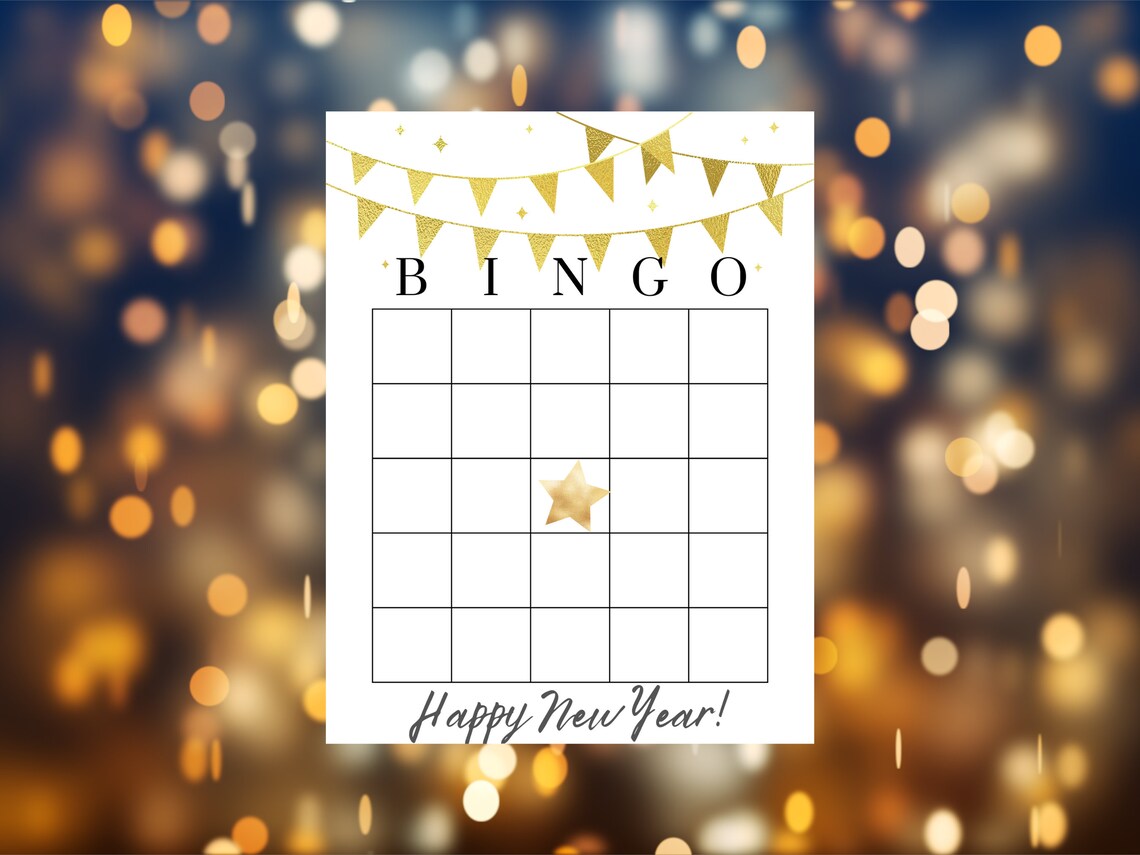 New Years Bingo Card Printable - Blank Fill In- New Years Eve Game ...