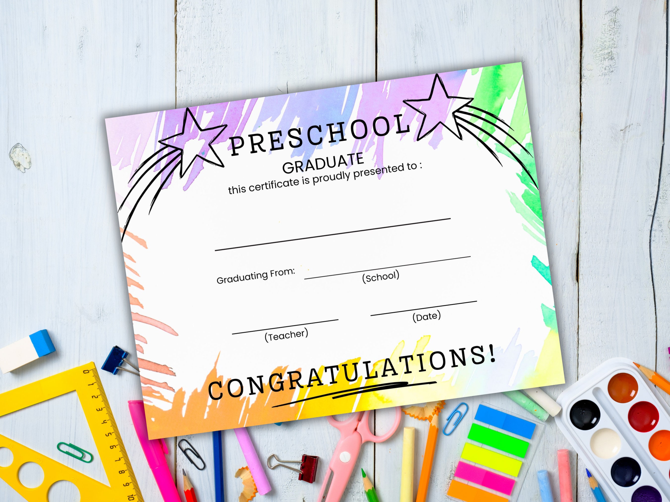 Preschool Graduation Certificate Printable for Kids Colorful Way to ...