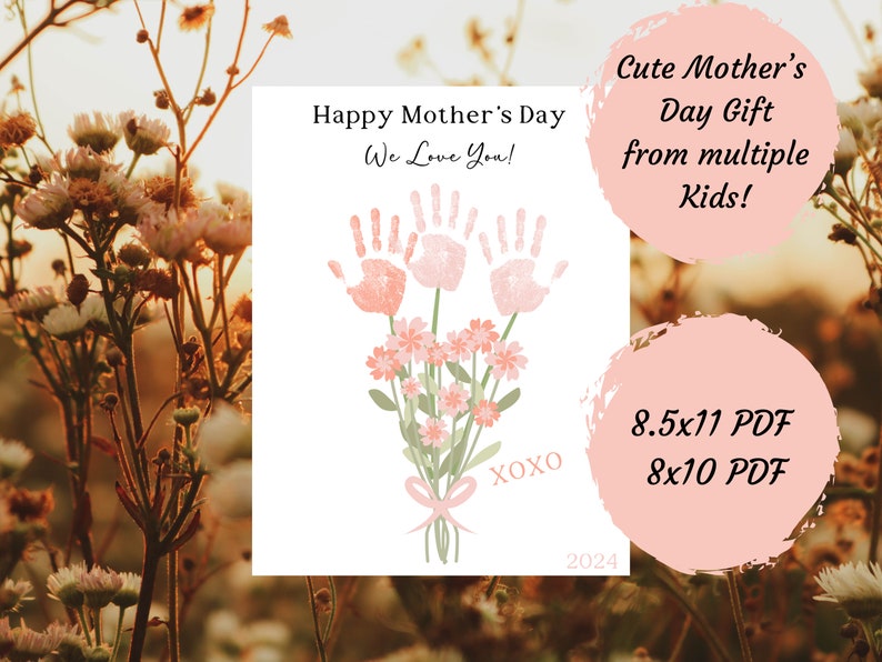 Flower Bouquet Mother's Day Handprint Craft Gift for Mom Preschool ...