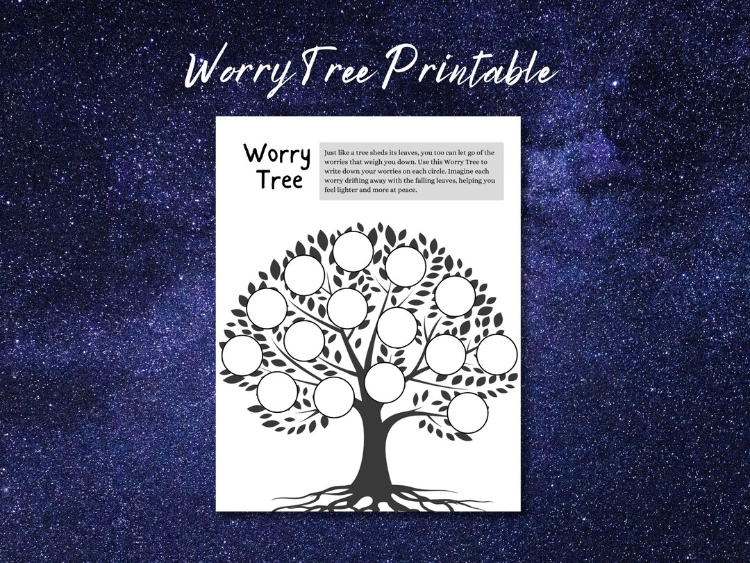 Worry Tree Printable Anxiety Worksheet Counselor Worksheet - Etsy