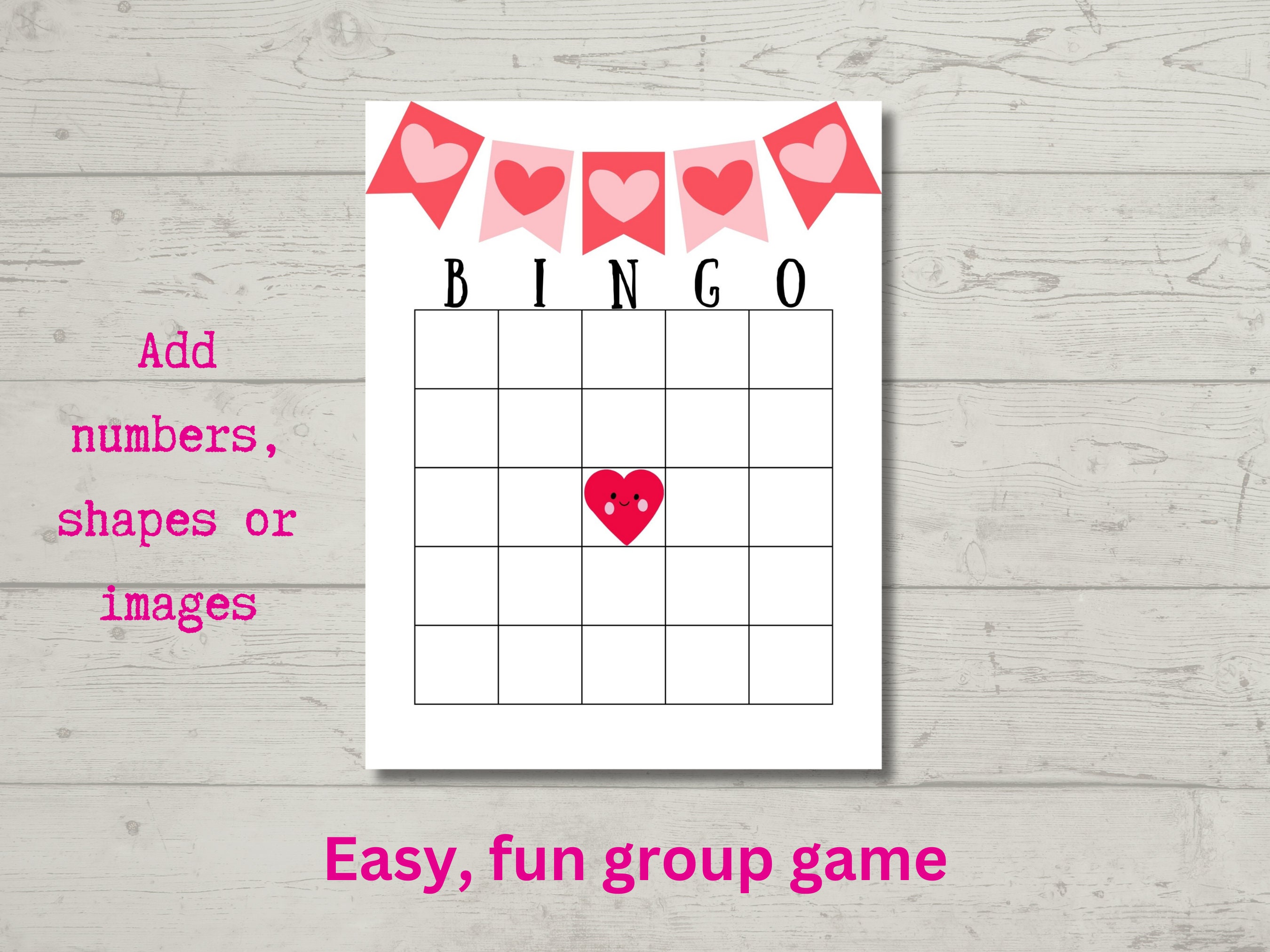 Valentine's Day Printable Bingo Blank Valentine Game Dinner Group ...
