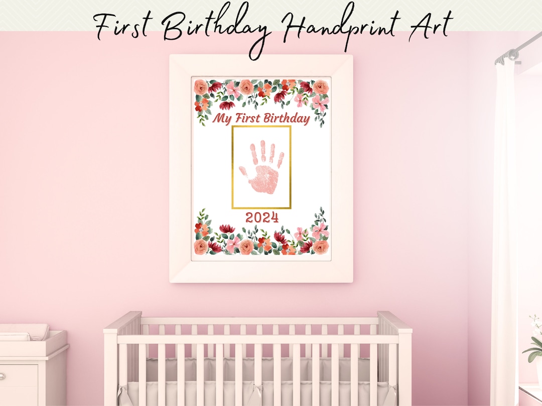 First Birthday Handprint Craft Keepsake Memory Birthday Handprint Gift ...