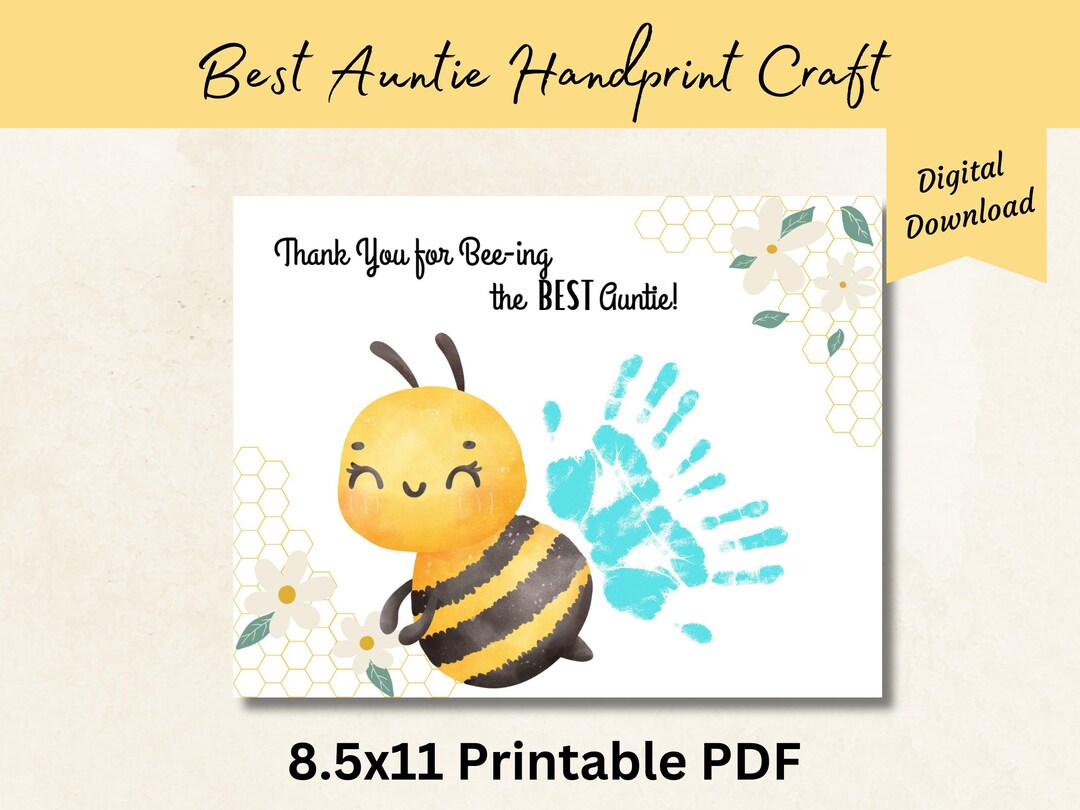 Kids Best Auntie DIY Handprint Craft Card Printable Gift for Aunt ...