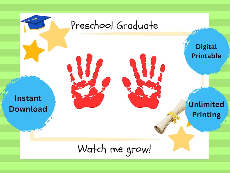 Preschool Graduation Handprint Craft for Class or Daycare, DIY Kids ...