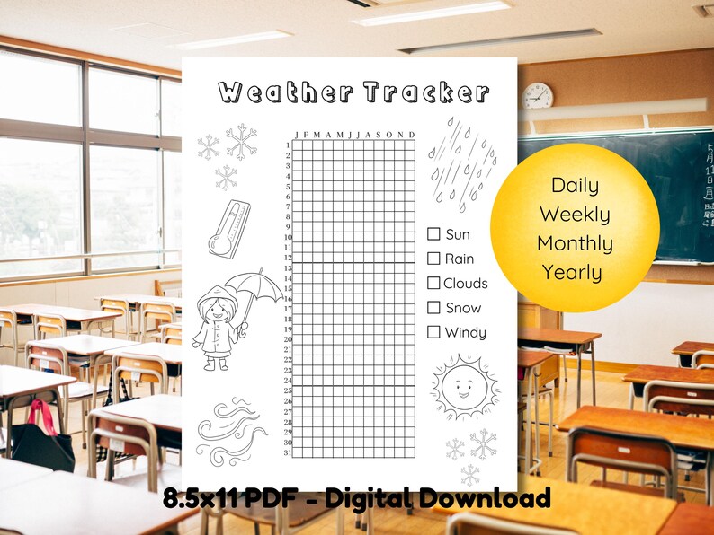 Weather Tracker Printable Activity for Kids at School or Home, Teacher ...
