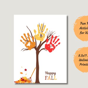 Kids Fall Tree Leaves Handprint Craft Printable, Daycare or Preschool ...