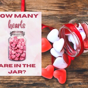 Valentines Day Game Candy Jar Heart Guessing Game Classroom Party ...