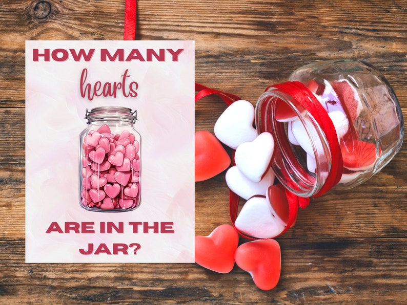 Valentines Day Game Candy Jar Heart Guessing Game Classroom Party ...