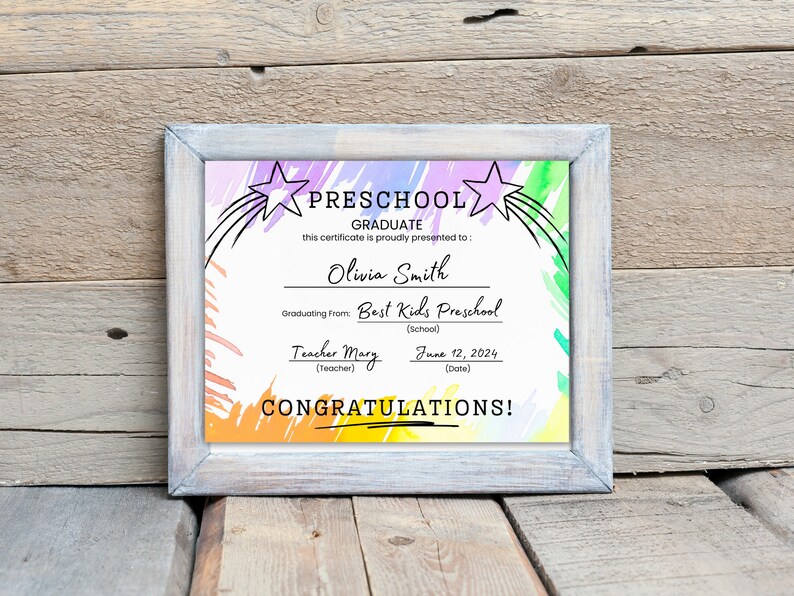 Preschool Graduation Certificate Printable: Teacher Resource (digital ...