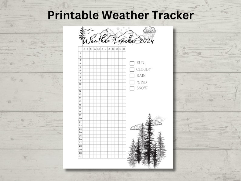 Daily Weather Tracker Chart Printable | New Year Weather Graph | Great ...