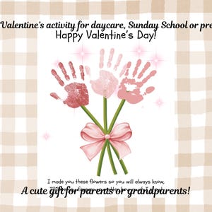 Valentine's Day Handprint Bouquet Craft Printable | Parent Gift | Baby ...