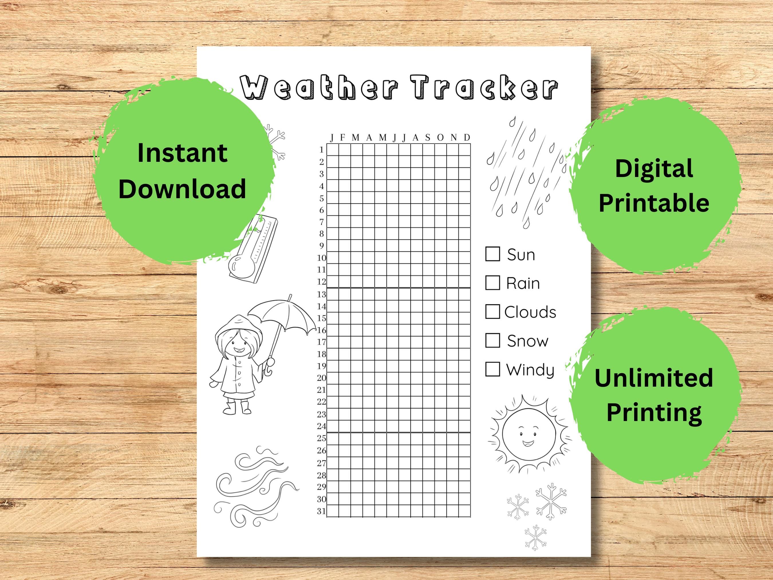 Weather Tracker Printable Activity for Kids at School or Home, Teacher ...