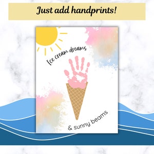 Kids Summer Ice Cream Handprint Craft Printable - End of School Year ...