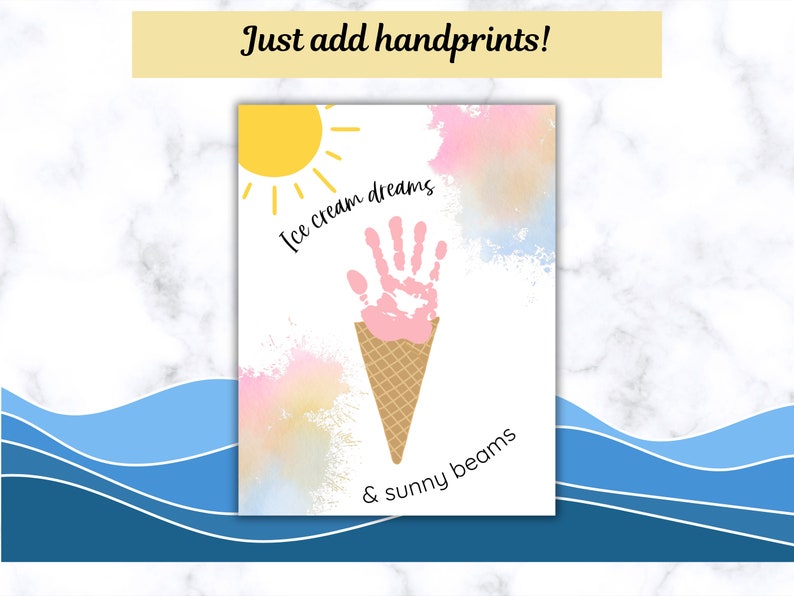 Kids Summer Ice Cream Handprint Craft Printable End of School Year Art ...