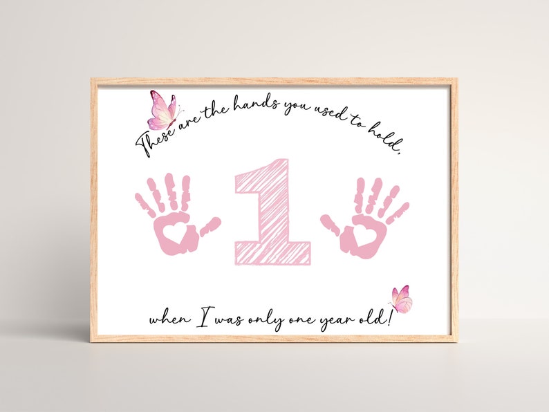 Girl Birthday Handprint Craft Printable Birthday Milestone Craft ...