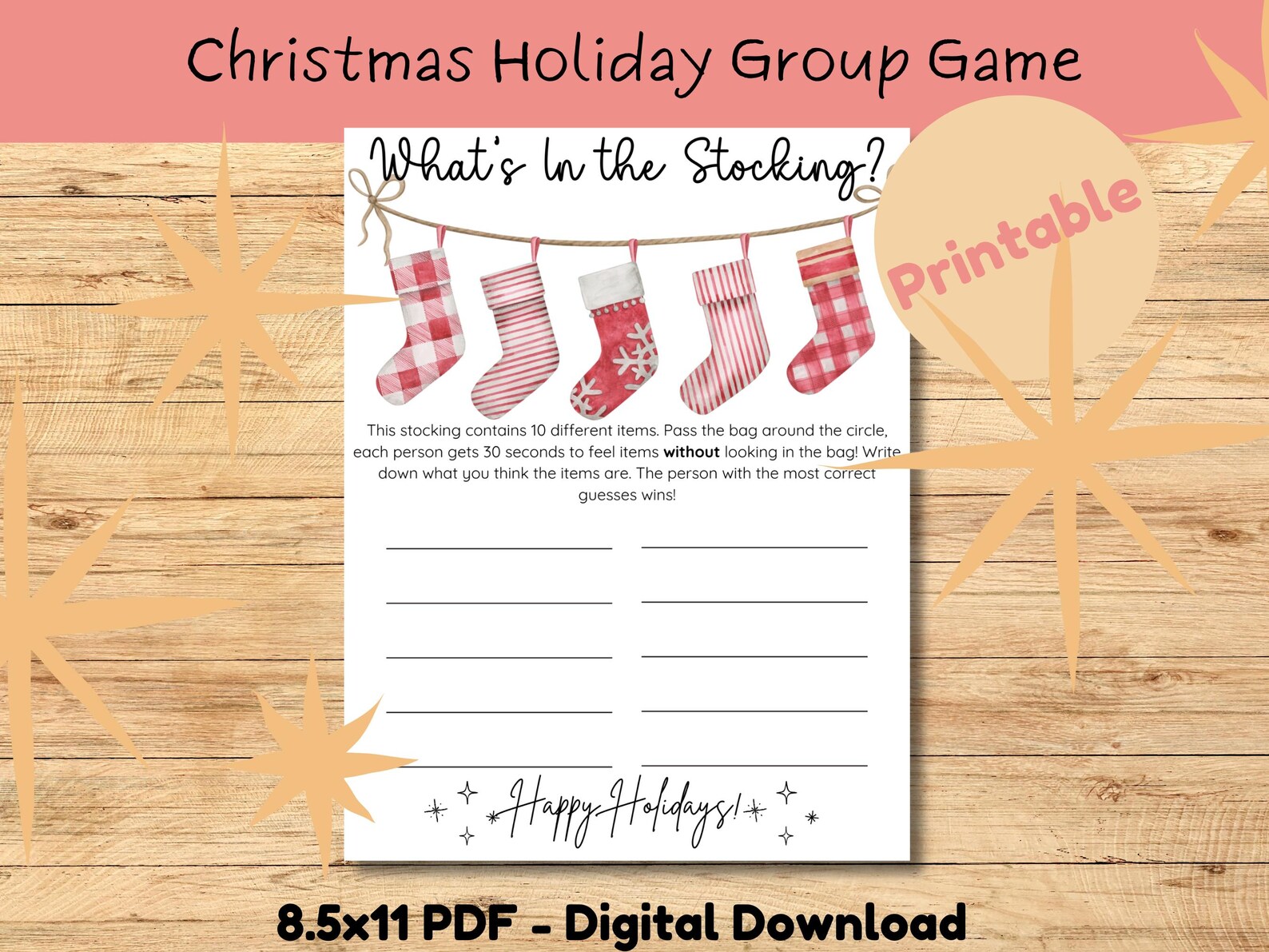 Holiday Christmas Ice Breaker Group Game for Family Gatherings, Office ...