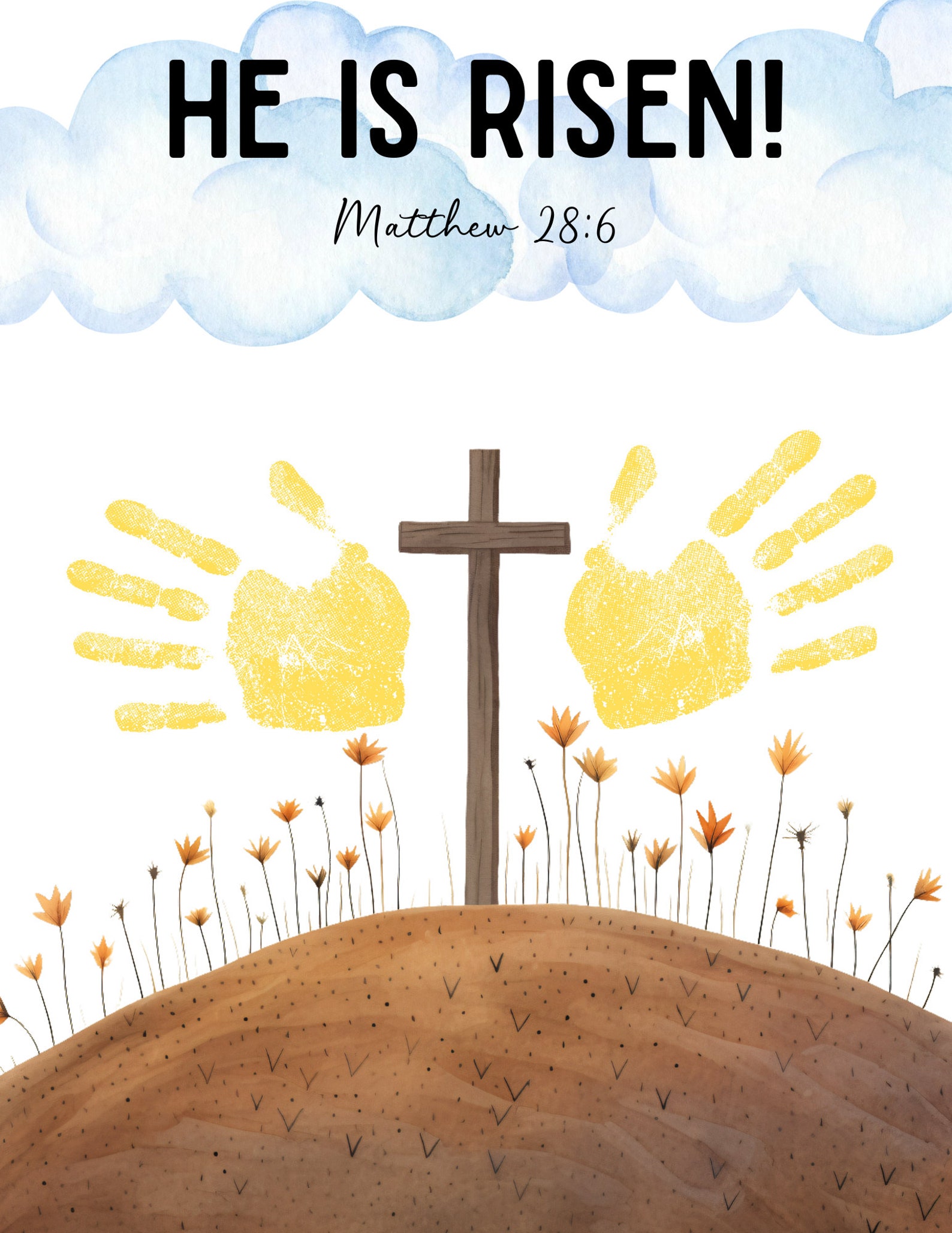 Easter He is Risen Handprint Craft Activity for Preschool Church Home ...