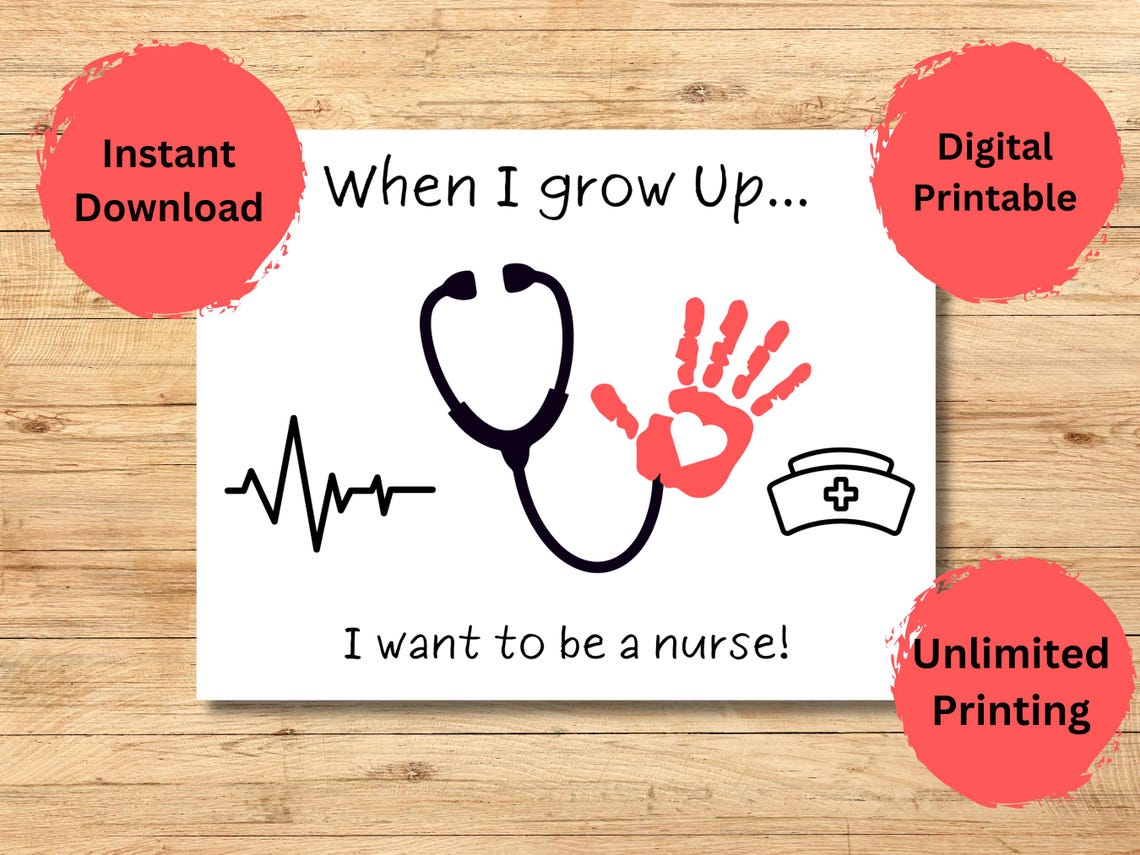 Kids Nurse Handprint Craft: 'when I Grow Up' Activity (digital Download ...