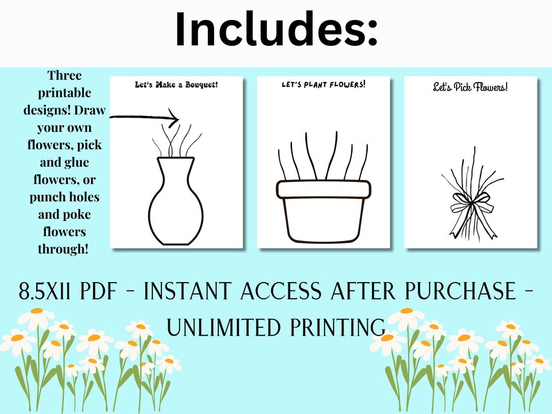 Flower Printable Activity for Kids, Make a Flower Bouquet Craft ...