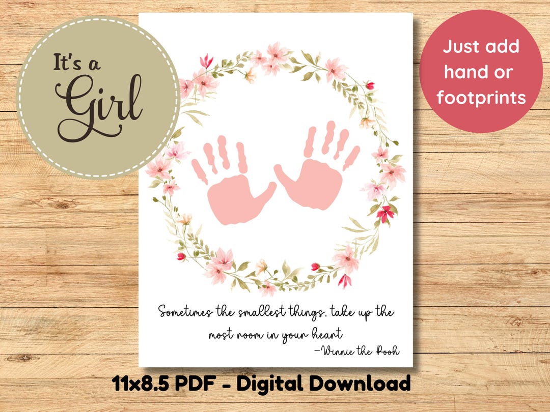 Newborn Baby Girl Handprint Craft Printable, Great Keepsake Memory Gift ...