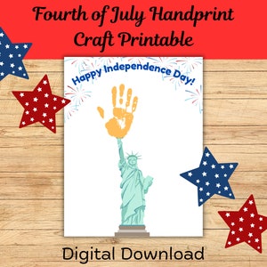 Kids Fourth of July Handprint Craft Printable Activity Independence Day ...