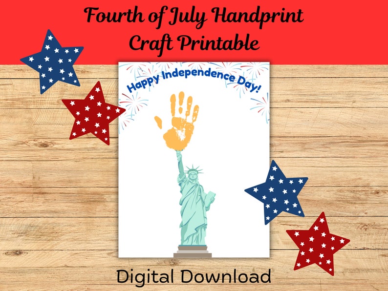 Kids Fourth of July Handprint Craft Printable Activity Independence Day ...