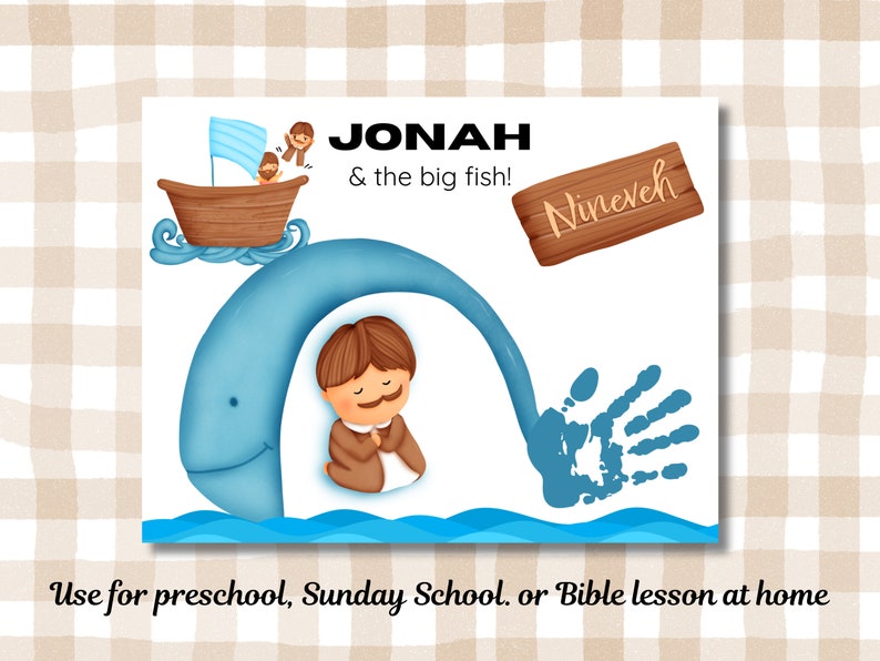 Jonah & Whale Handprint Craft: Church Sunday School Activity (digital ...