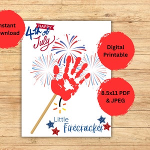 Kids Fourth of July Handprint Craft Printable Activity, Firework Art ...