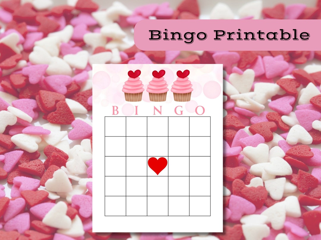 Valentine Bingo Game Printable Blank Cupcake Simple Classroom Activity ...