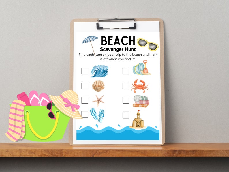 Beach Scavenger Hunt Printable for Kids Activity Seek and Find Beach ...