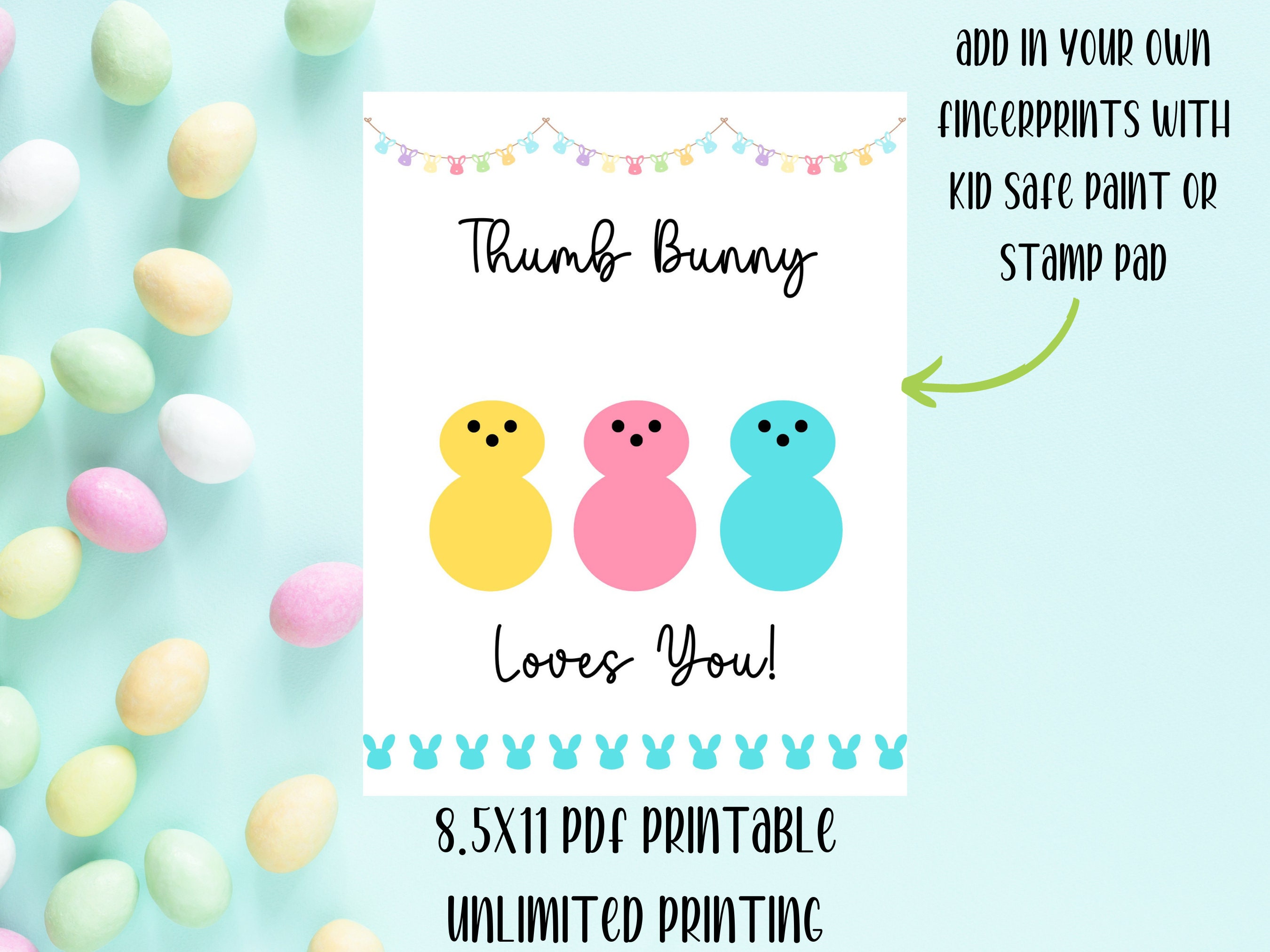 Easter Bunny Hand Fingerprint Craft Activity for Preschool Daycare Baby ...