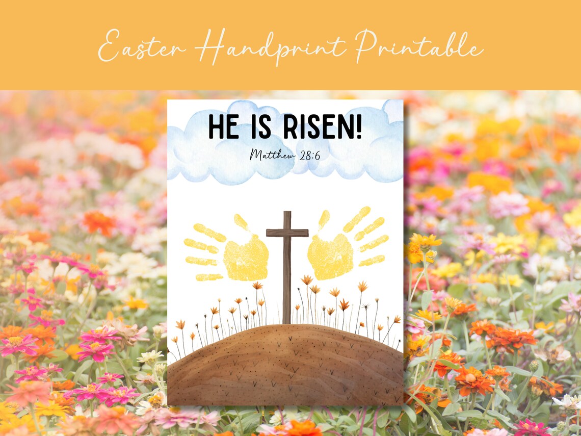 Easter He is Risen Handprint Craft Activity for Preschool Church Home ...
