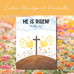 Easter He is Risen Handprint Craft Activity for Preschool Church Home ...