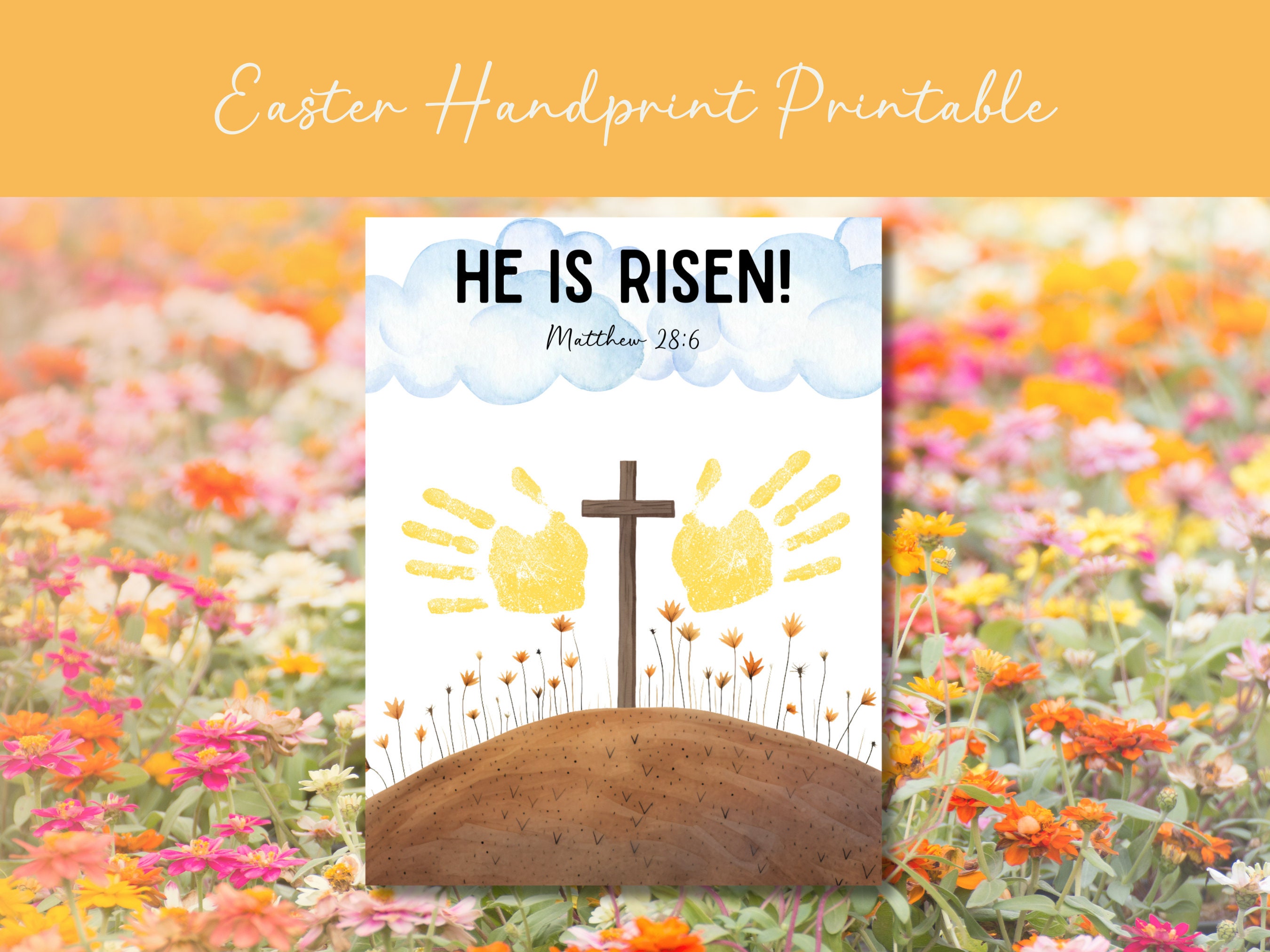 Easter He is Risen Handprint Craft Activity for Preschool Church Home ...