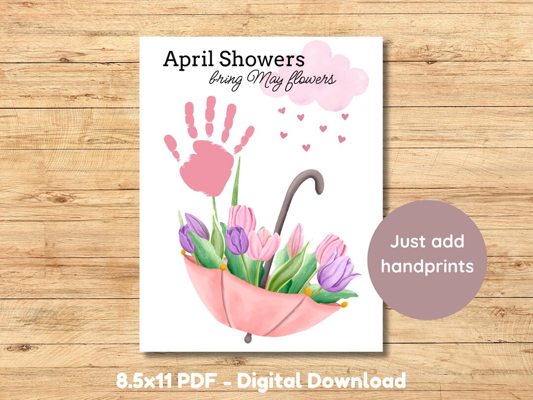 April Showers May Flowers Spring Handprint Craft Activity for Kids ...
